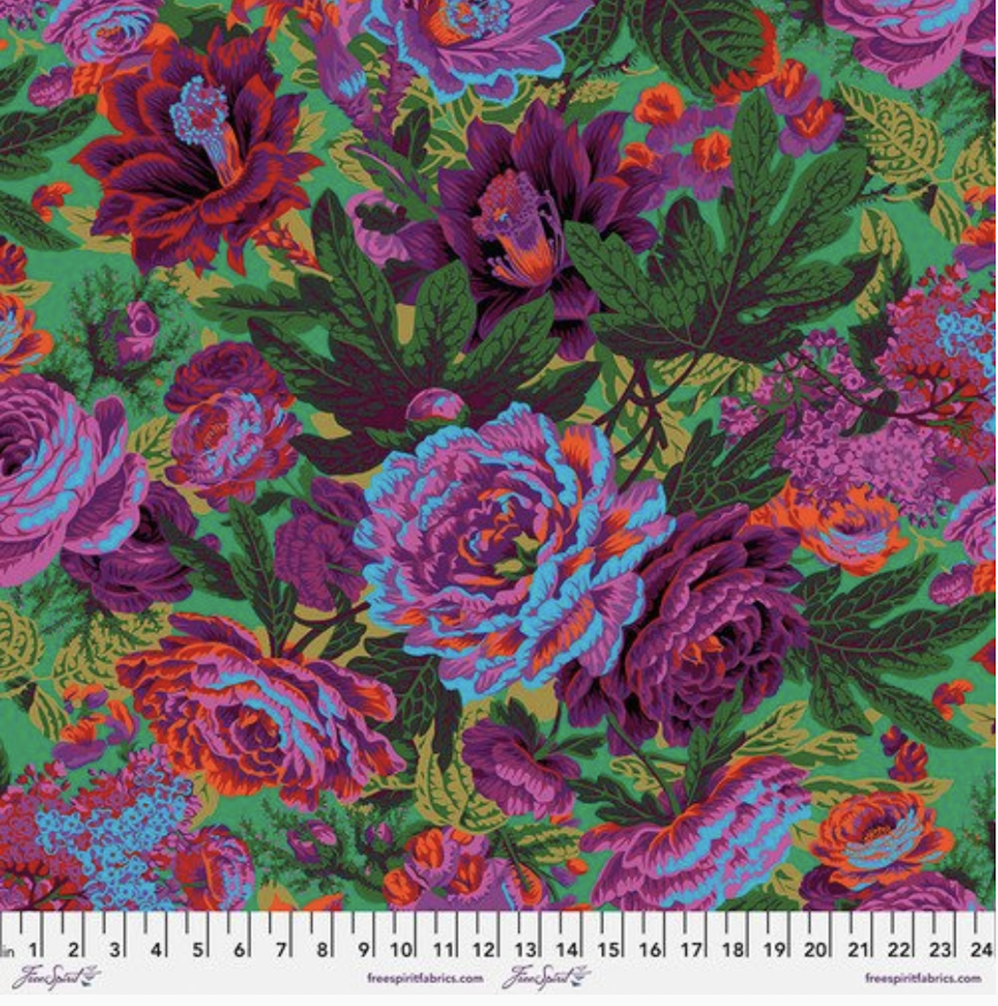 Free Spirit Philip Jacobs Floral Burst Green Cotton Fabric By The Yard ...