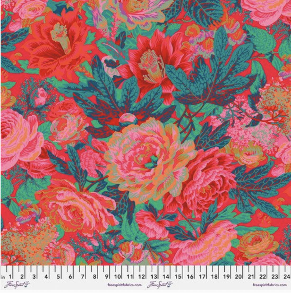 Free Spirit Philip Jacobs Floral Burst Red Cotton Fabric By The Yard ...