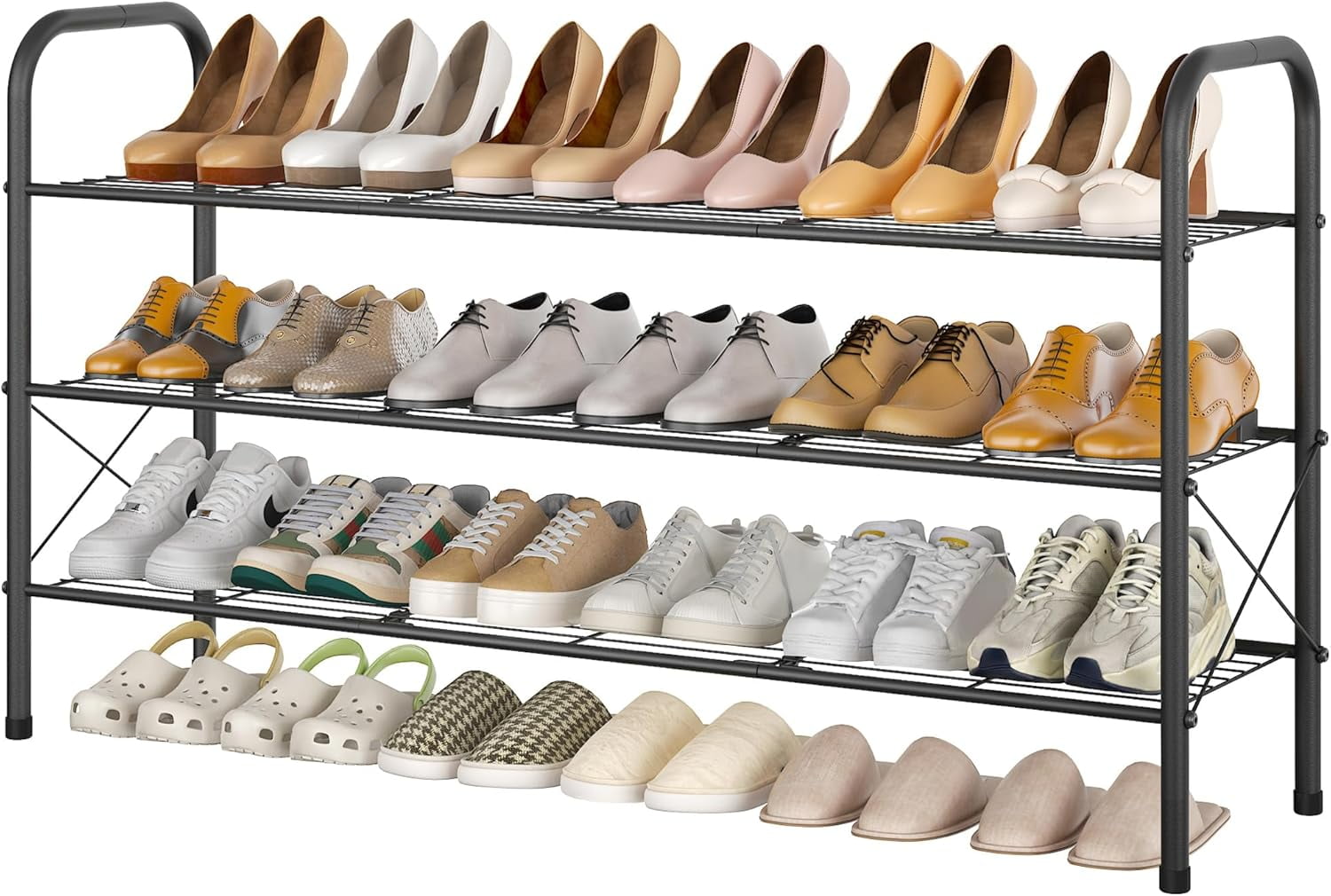 Free-Standing 3 Tier Mesh Shoe Rack, Entryway Shelf for Shoes ...