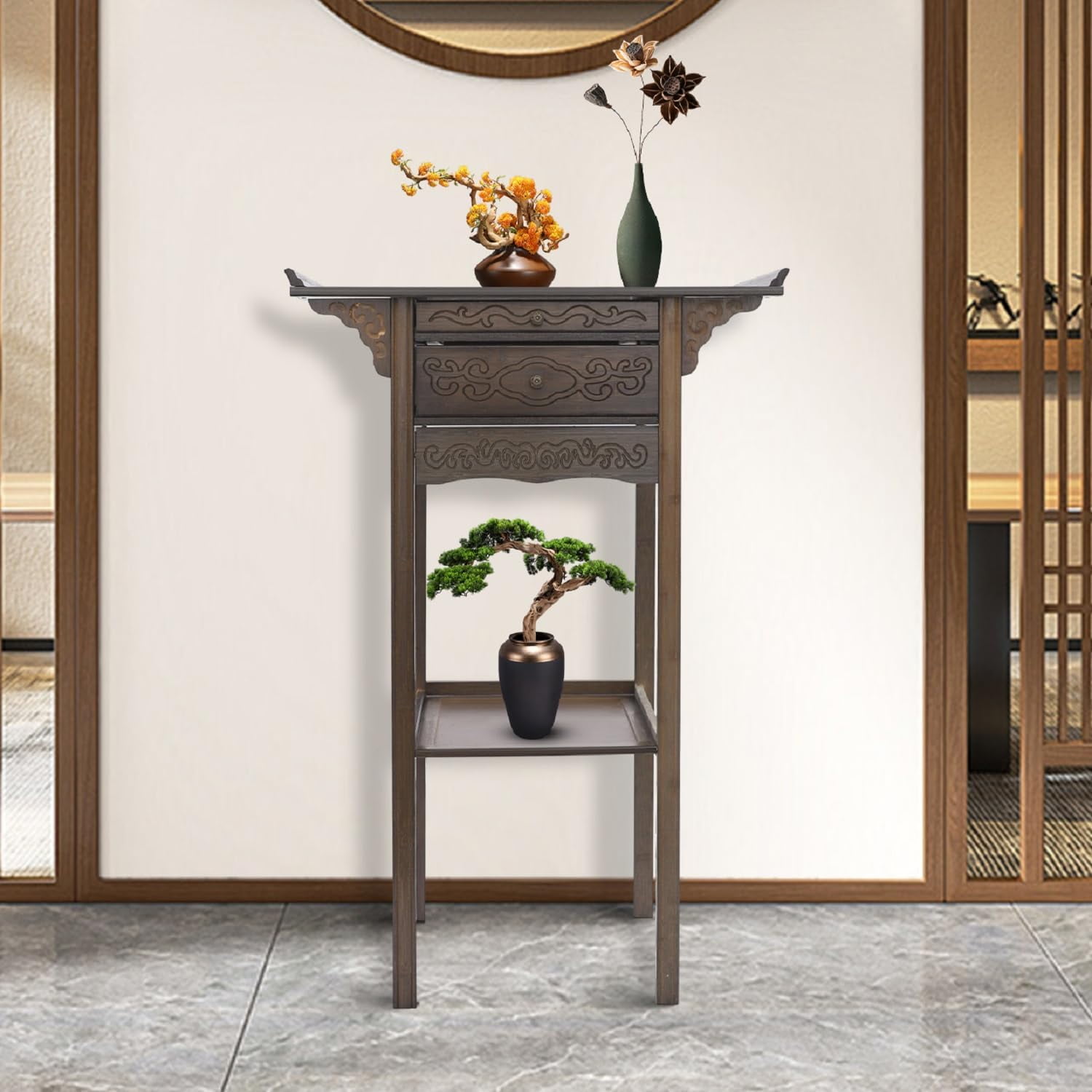 Free Standing Altar Table, Retro Chinese Style Altar Table with Drawers ...