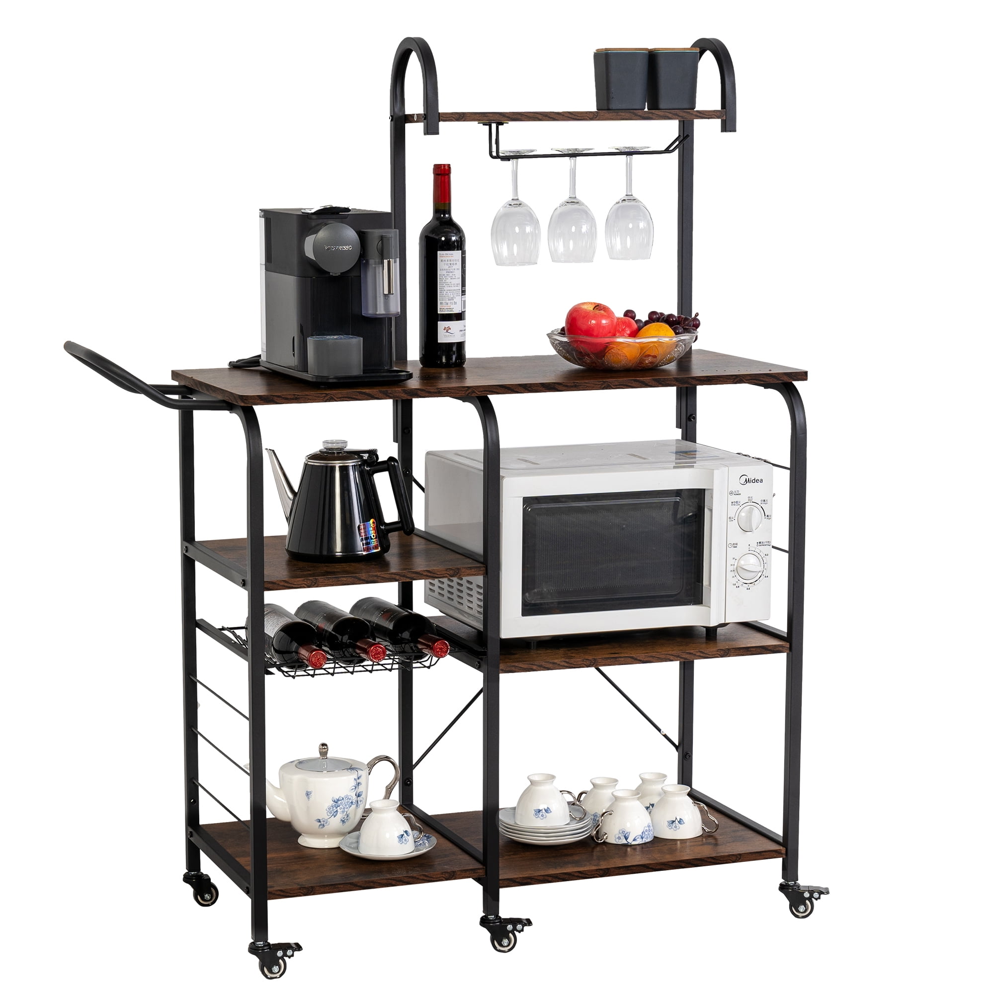 Free Standing Baker's Racks Utility Storage Kitchen Shelf, 4+3 Tier ...