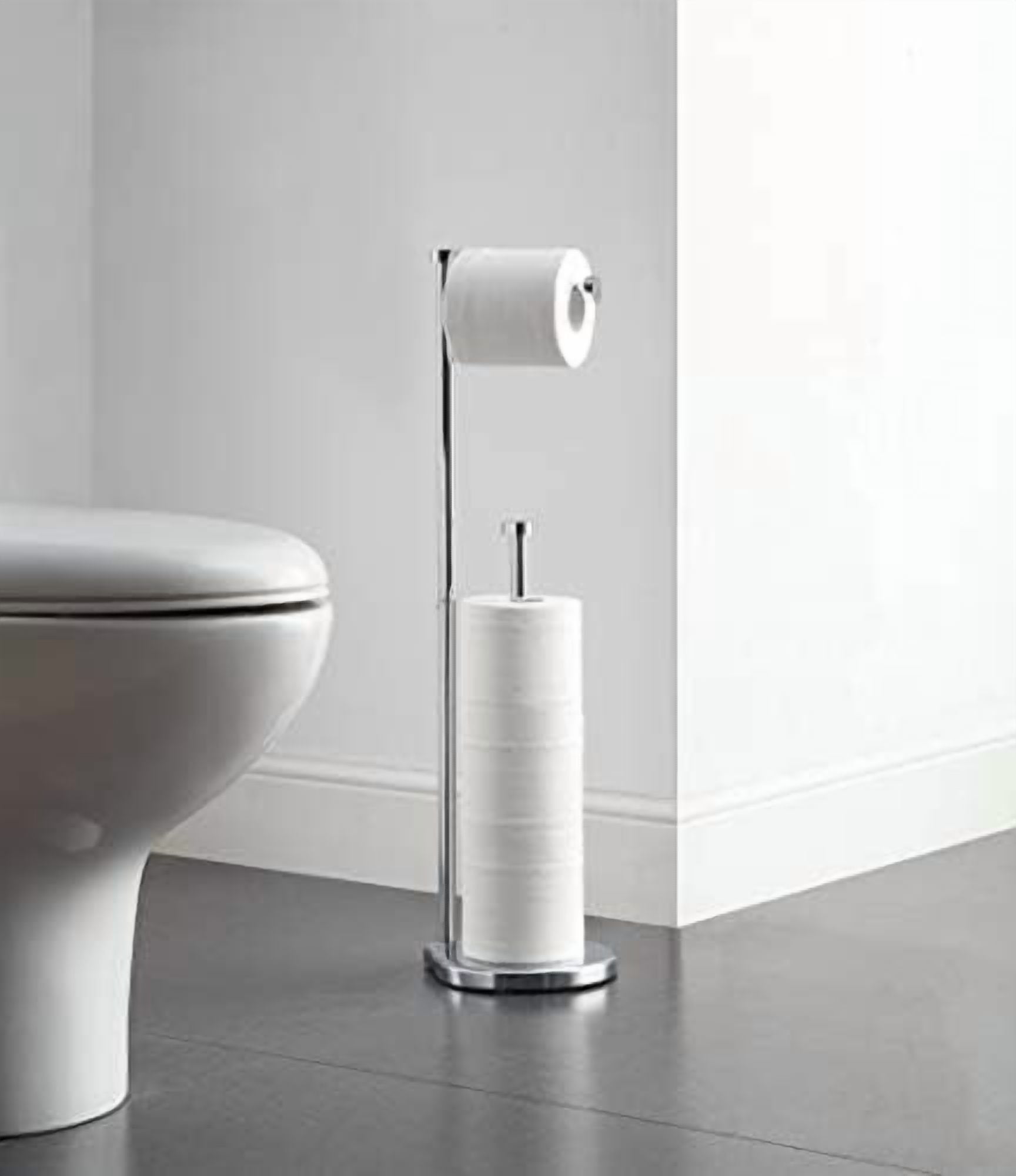 Free Standing Bathroom Toilet Paper Holder Stand with Reserve, Reserve ...