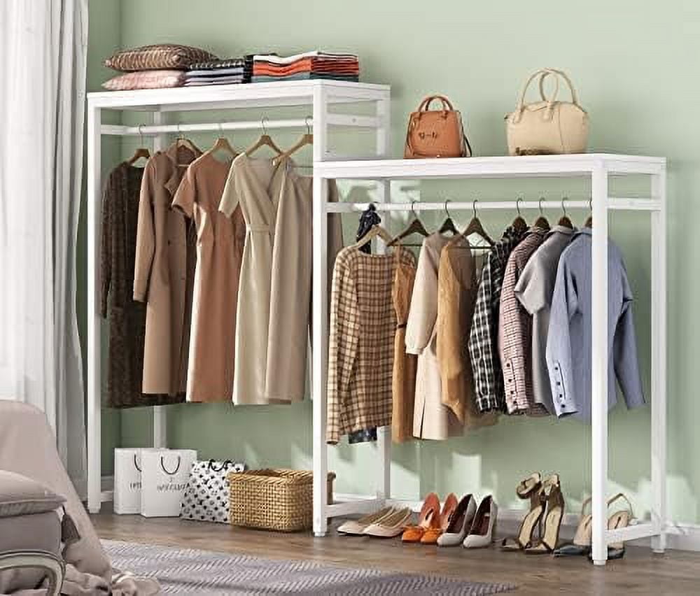 Free Standing Closet Organizer Clothes Garment Racks with Shelves and ...