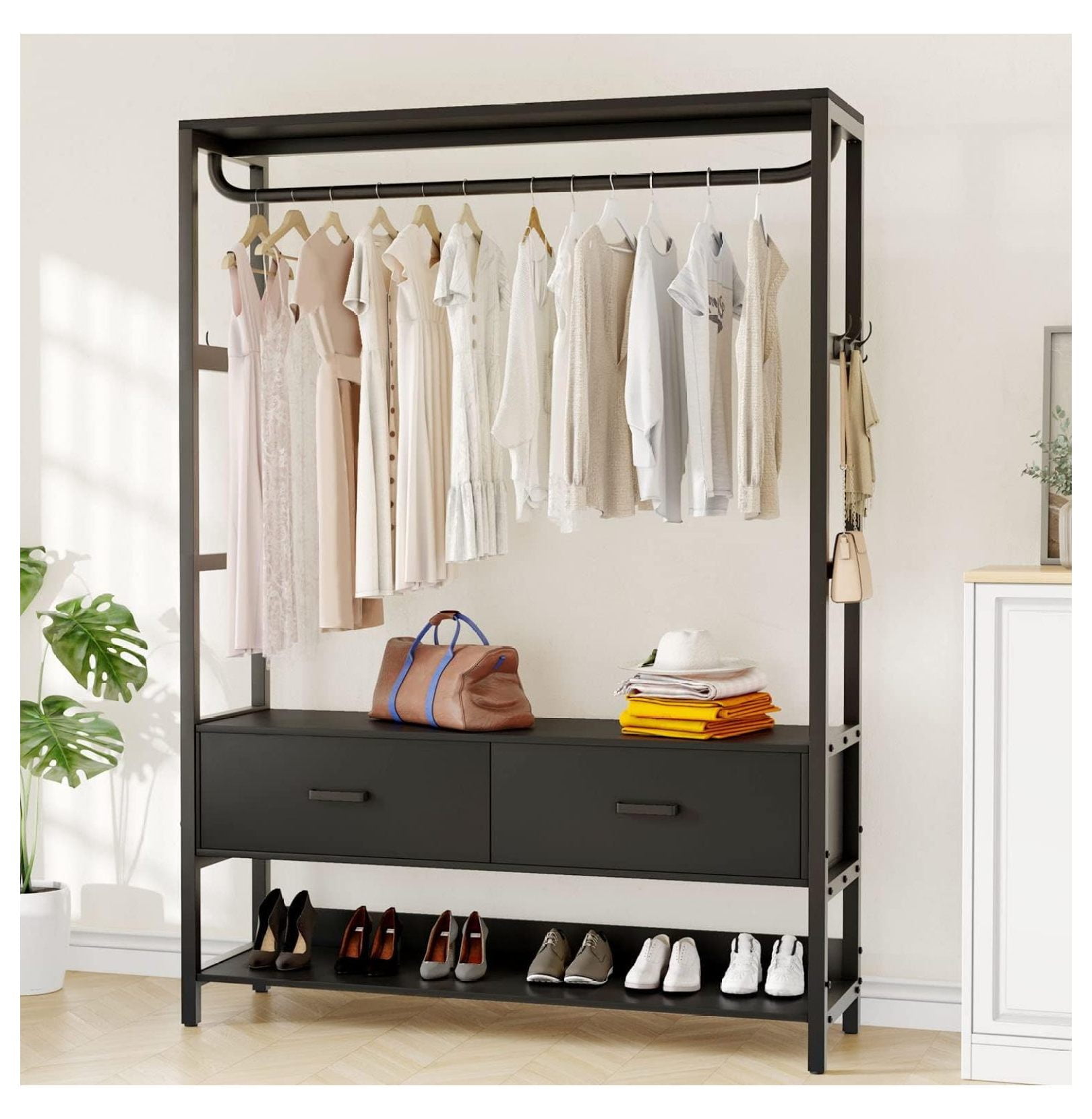 Free Standing Closet Organizer with Drawers and , Metal Clothes ...