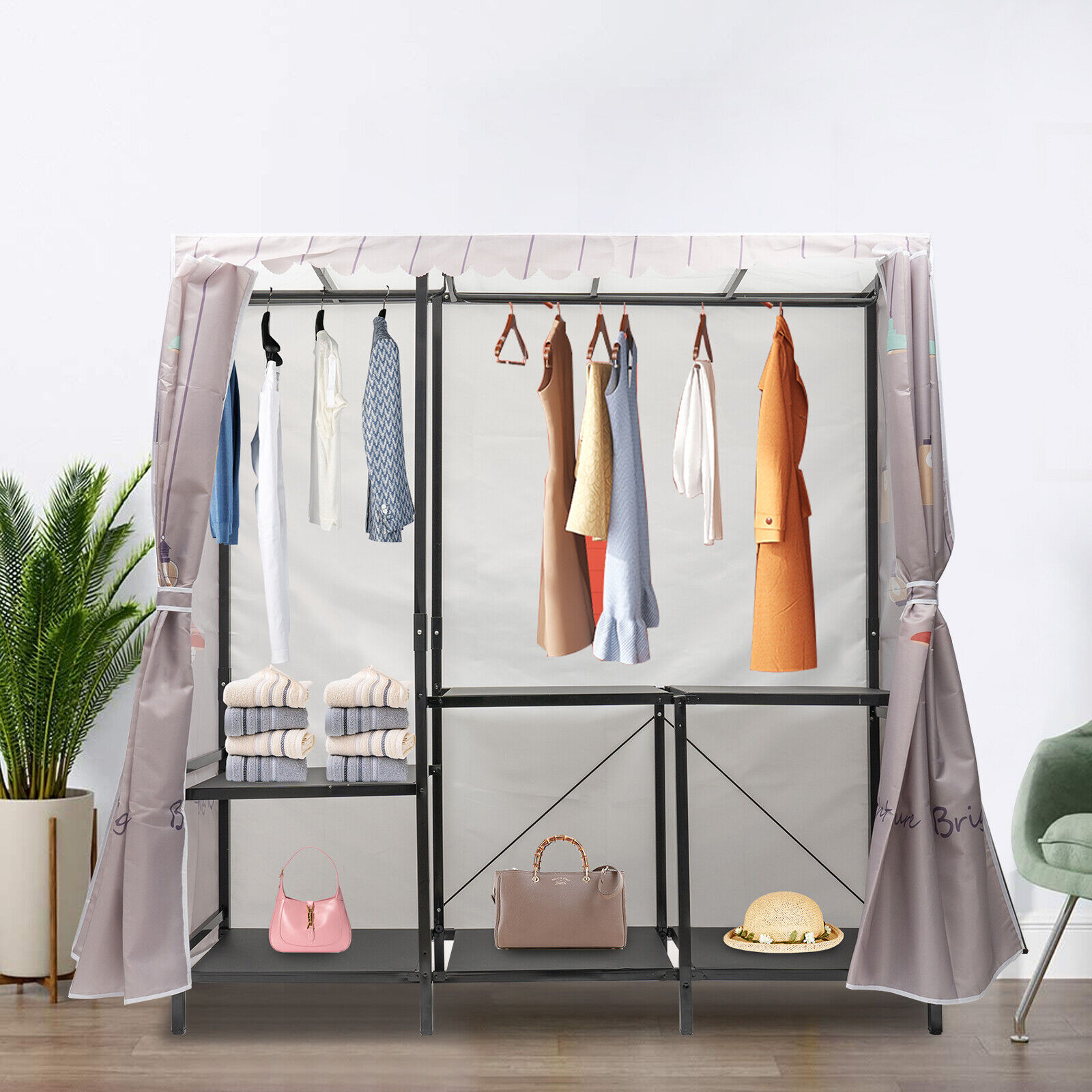 Free Standing Closet Organizer Large Clothes Rack Closet Rack Storage ...