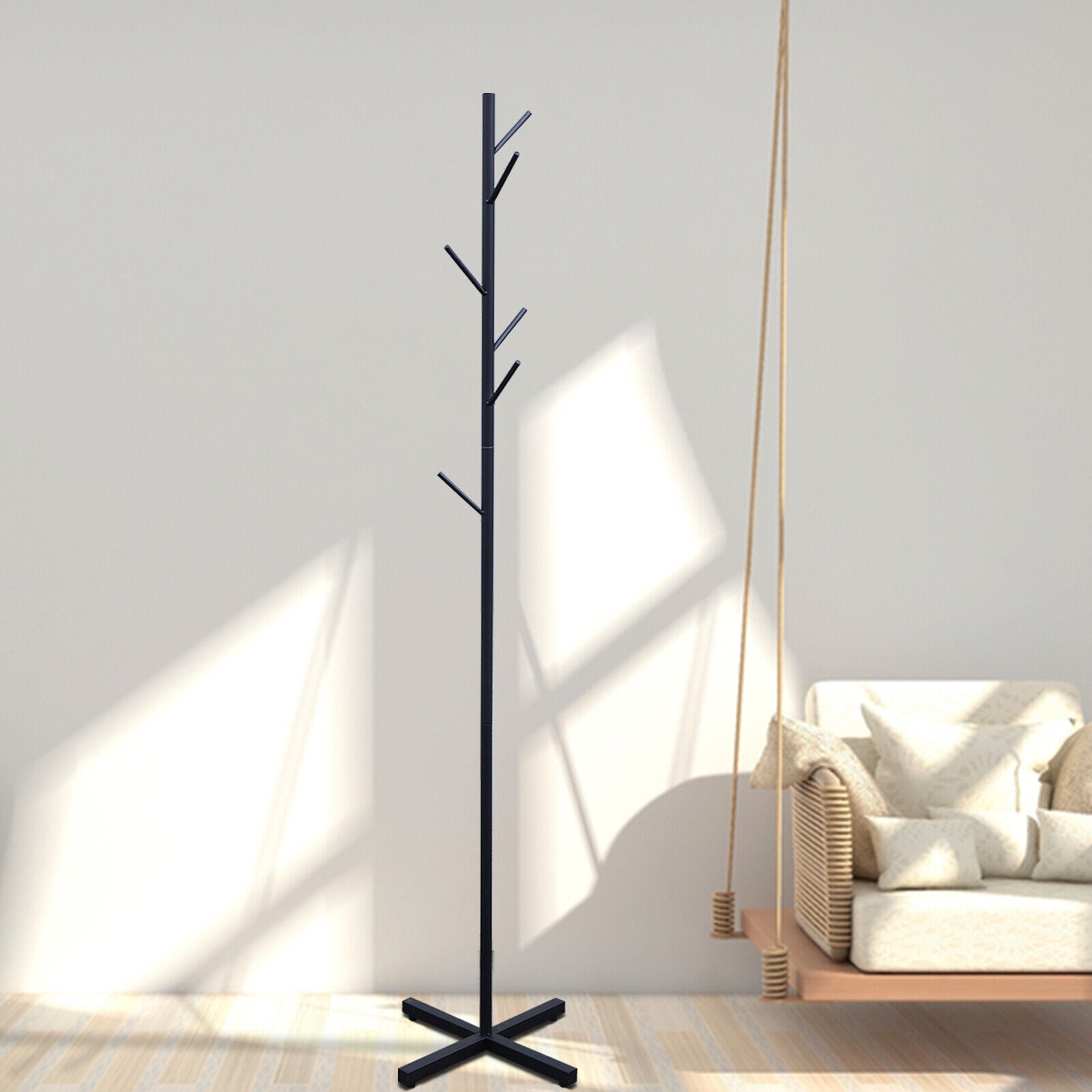 Free-Standing Coat Rack Iron Hat Hanger Hall Tree Metal Coat Hangers W ...