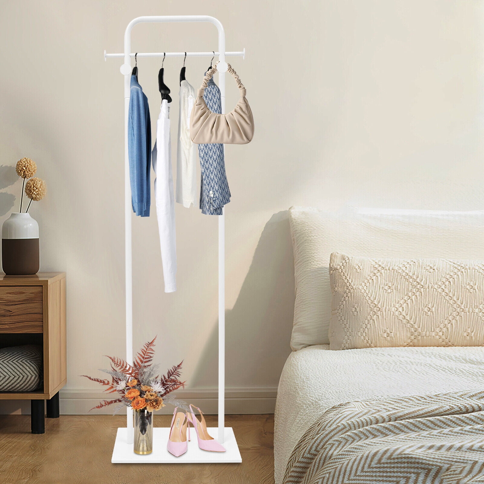 Free-Standing Coat Rack, Modern White Clothes Rack, Coat Rack, Metal ...