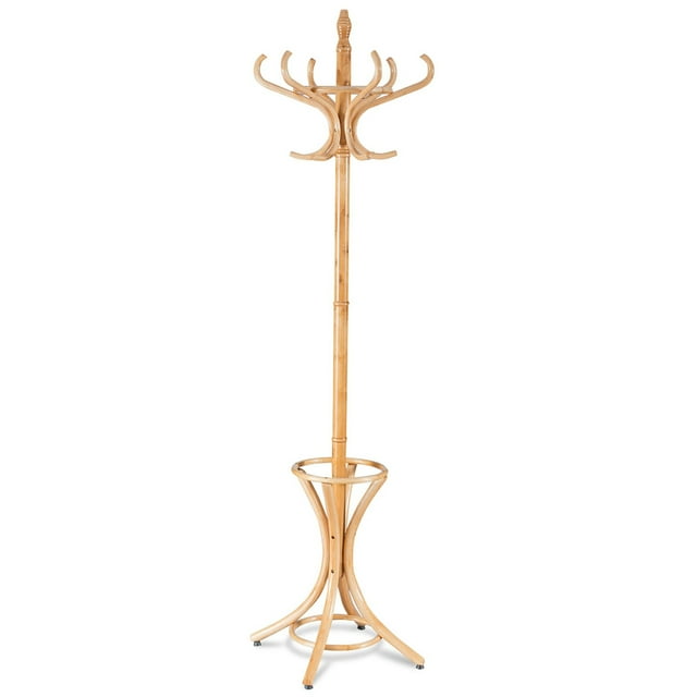 Free Standing Coat Rack Wood Coat Tree with Hooks Oak Wood - Walmart.com
