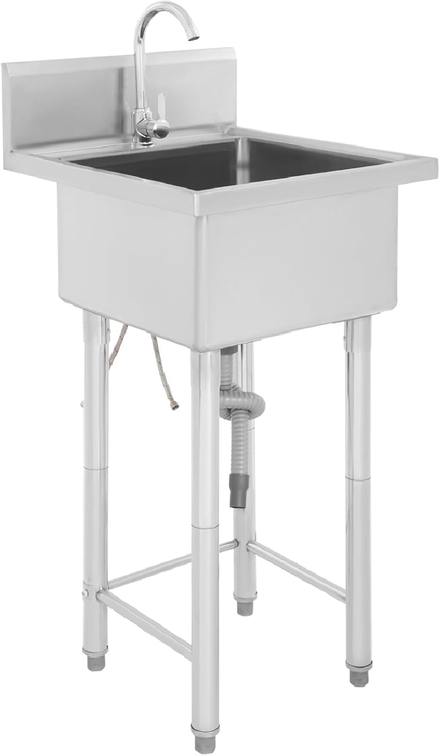 Free Standing Deep Sinks for Laundry Room Stainless Steel Single Bowl ...