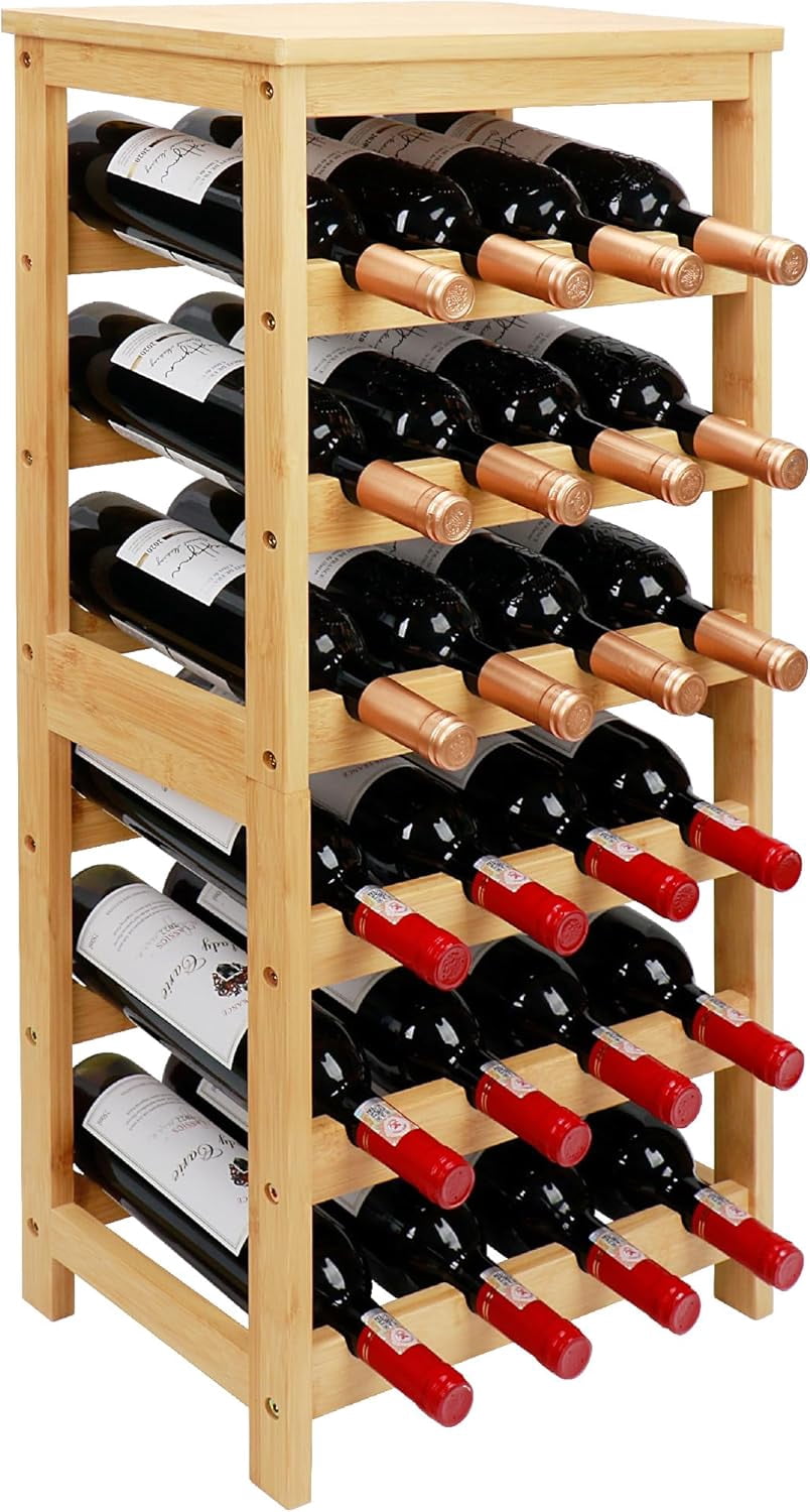 Free Standing Floor Wine Rack 6 Tier 24 Bottle Display with Table Top ...