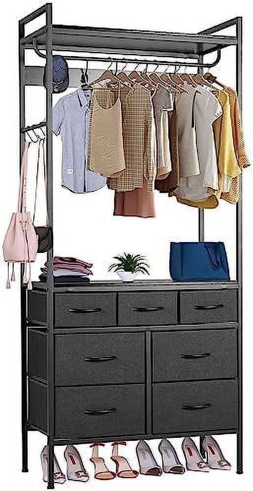 Free Standing Garment Rack Shelves Coat Rack Hall Tree with Industrial ...