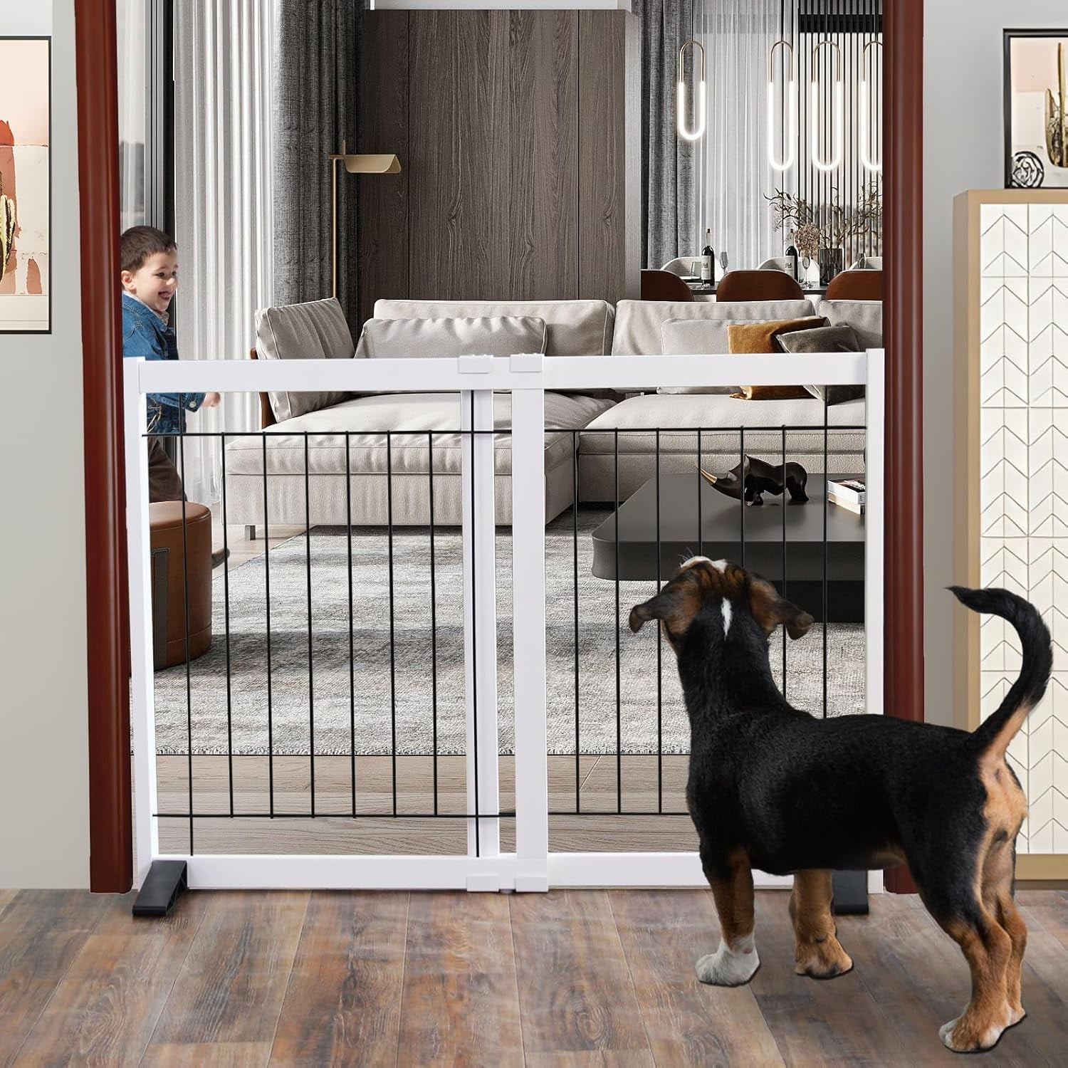 Free Standing Indoor Dog Gate for The House Expandable Freestanding Dog ...