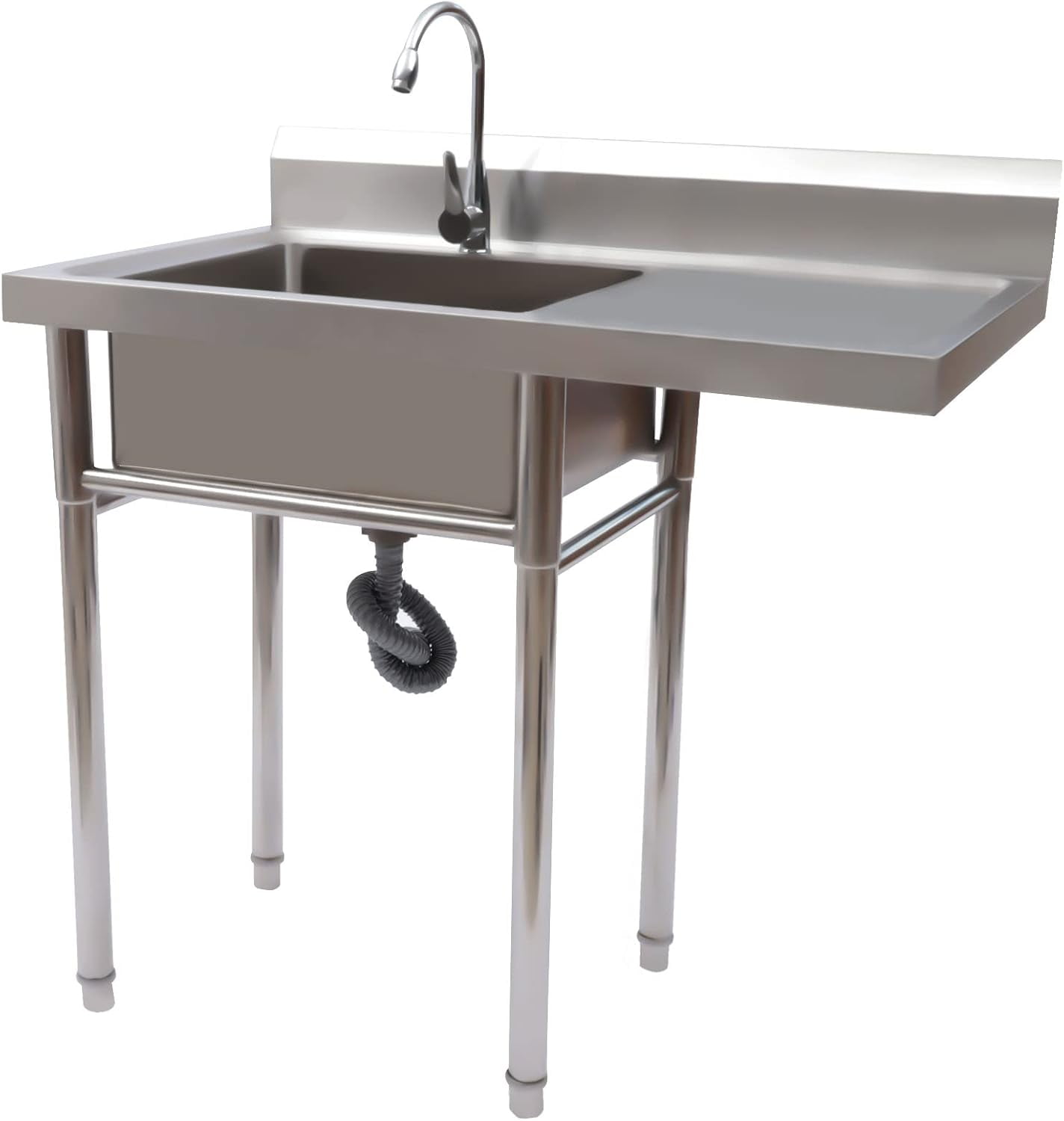 Free Standing Kitchen Sinks with Drainboard, Stainless Steel Utility ...