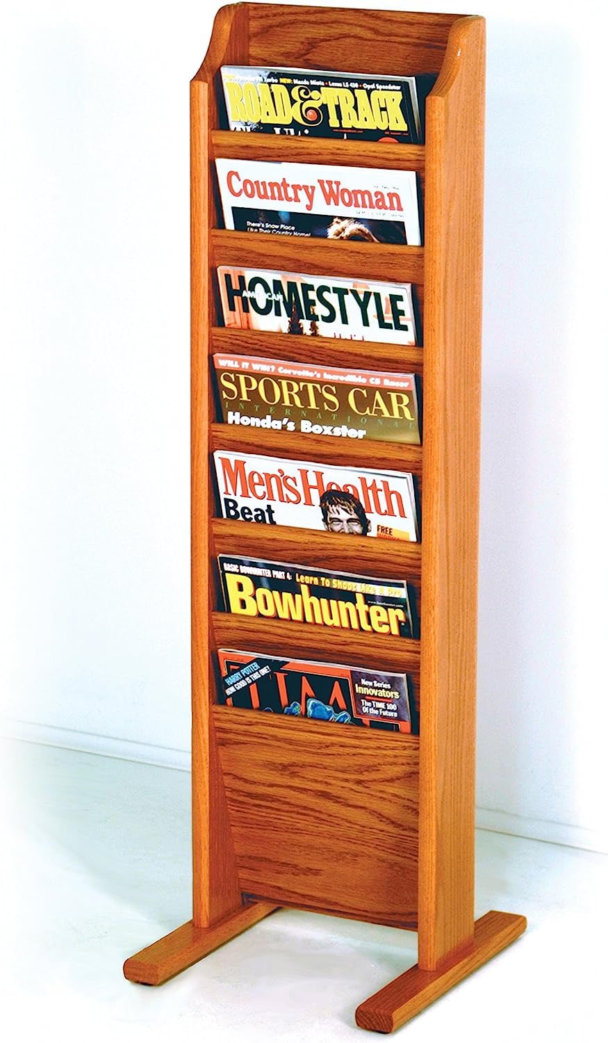 Free-Standing Magazine Rack, Medium Oak - Walmart.com