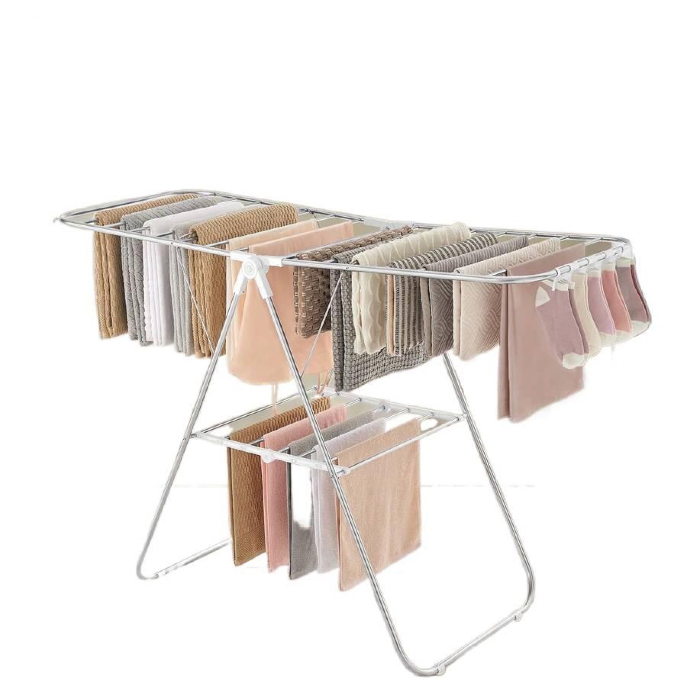 Free-Standing Metal Clothes Drying Rack With Sock Clips Foldable ...