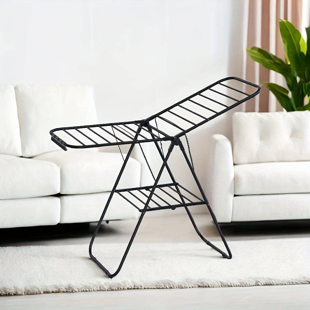 Free-Standing Metal Clothes Drying Rack with Sock Clips Foldable ...