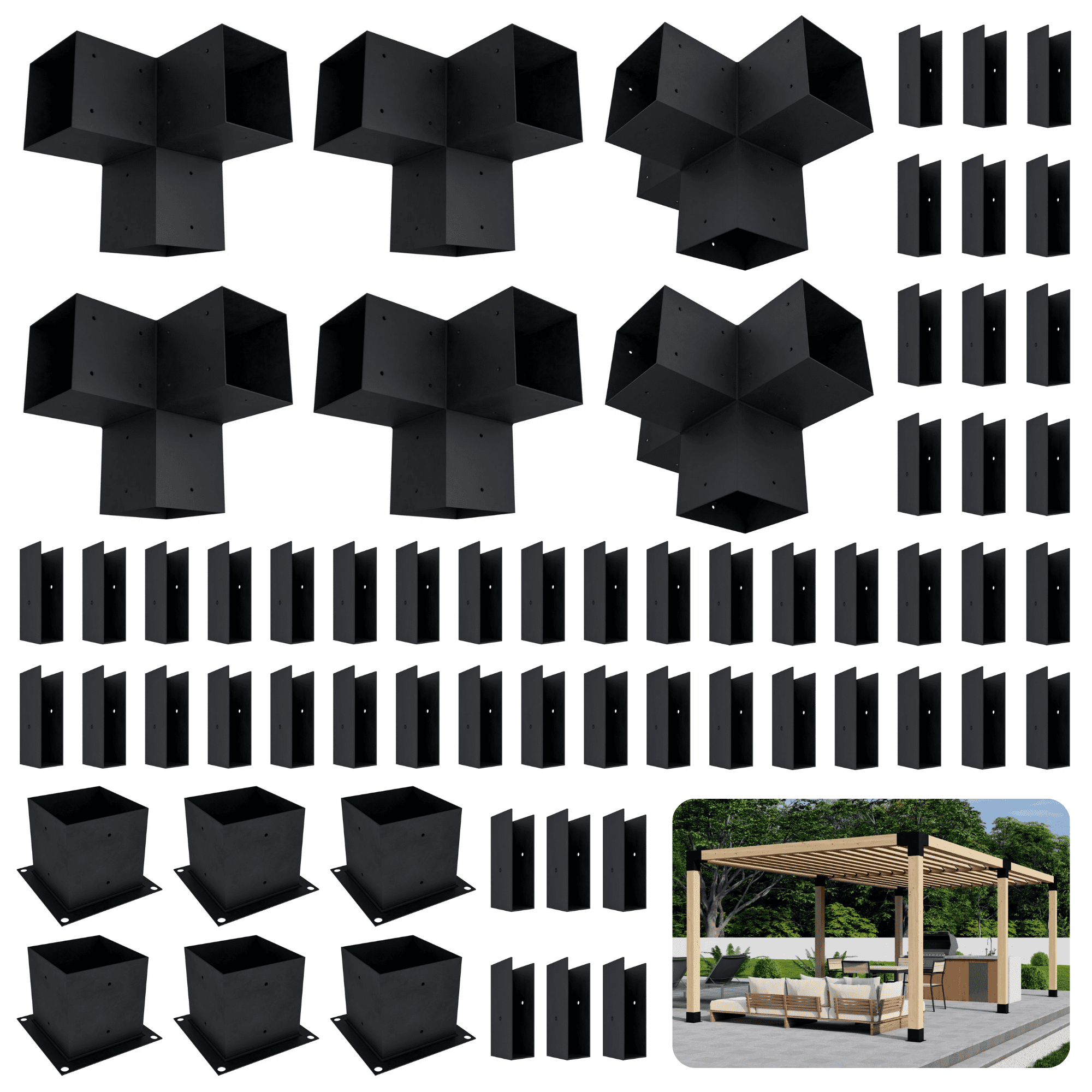 Free-Standing Pergola Kit for 6x6 Wood Posts (Any Size Up to 24' x 12 ...
