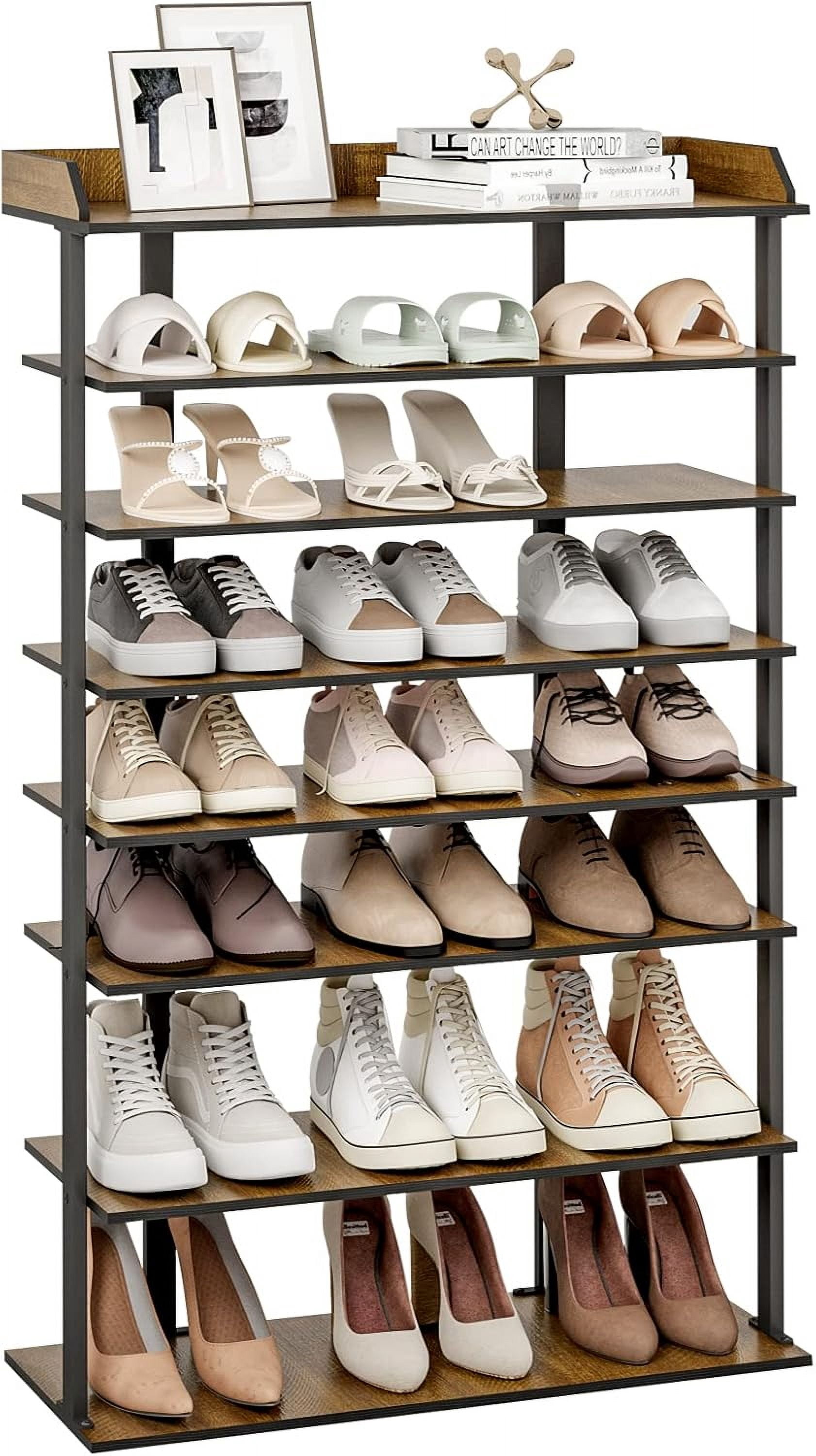 Free Standing Shoe Rack, 8 Tier Tall Organizer Shelf for 24 Pairs for ...