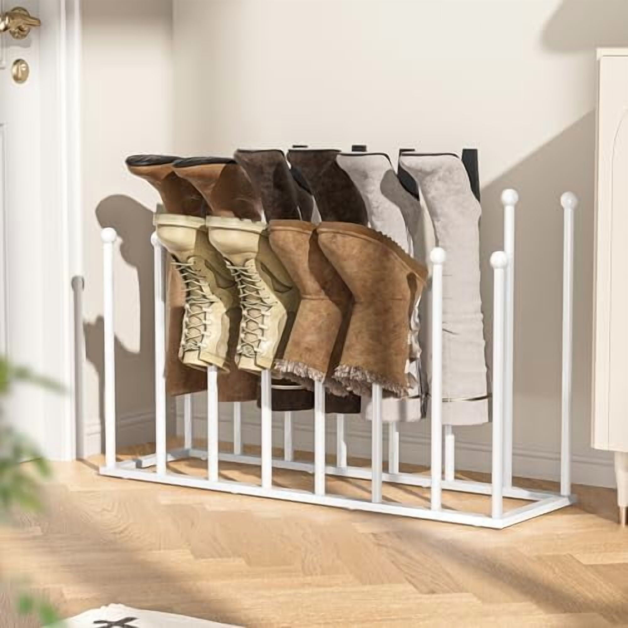 Free Standing Shoe Racks - 19.5 Inch White Metal Boot Rack Organizer ...
