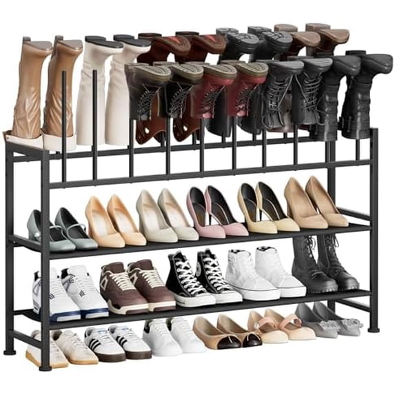 Free Standing Shoe Racks - 3-Tier Boot Rack, Black Metal Boot Storage ...