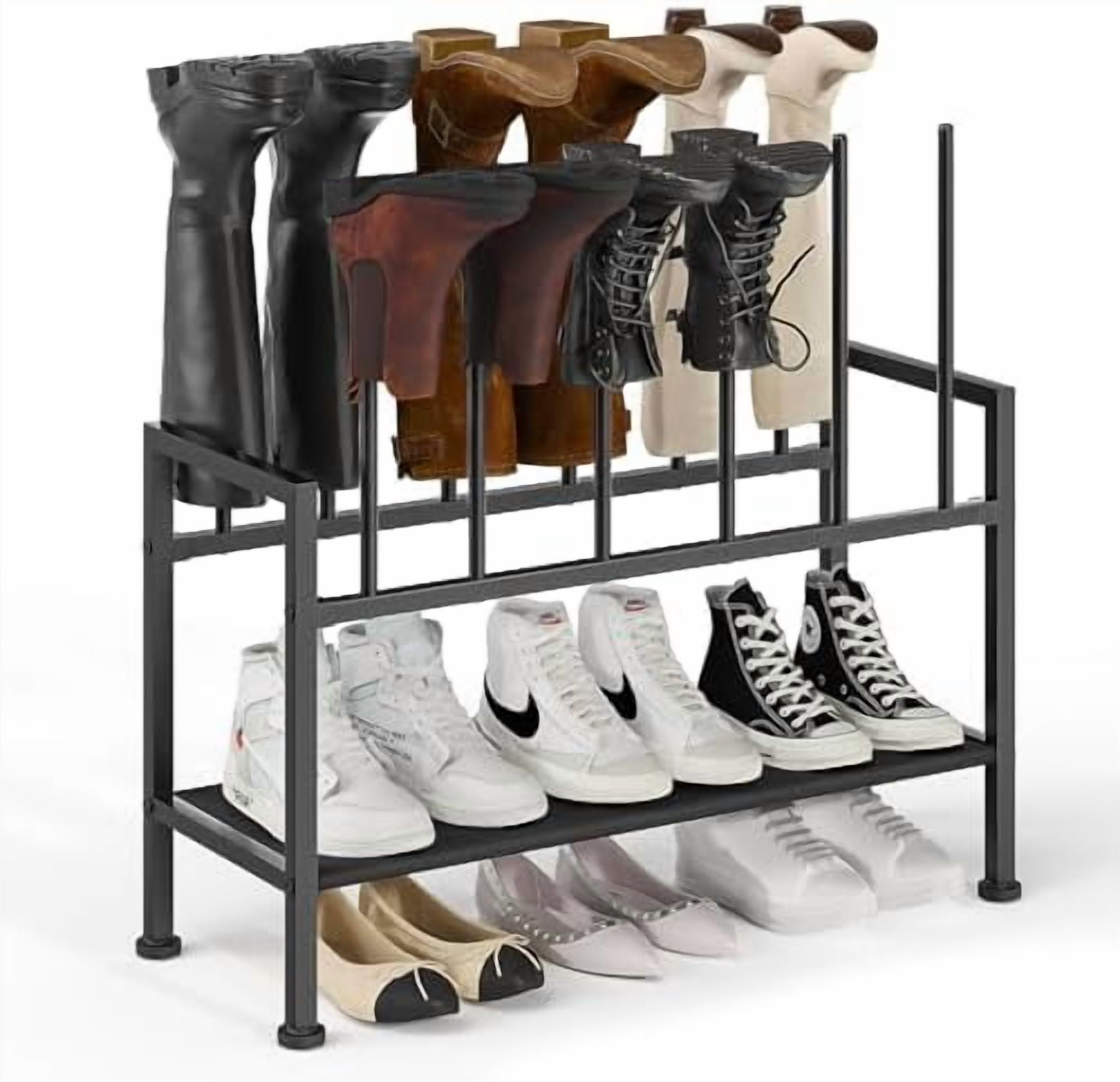 Free Standing Shoe Racks - 3-Tier Boot Rack, Black Metal Storage ...