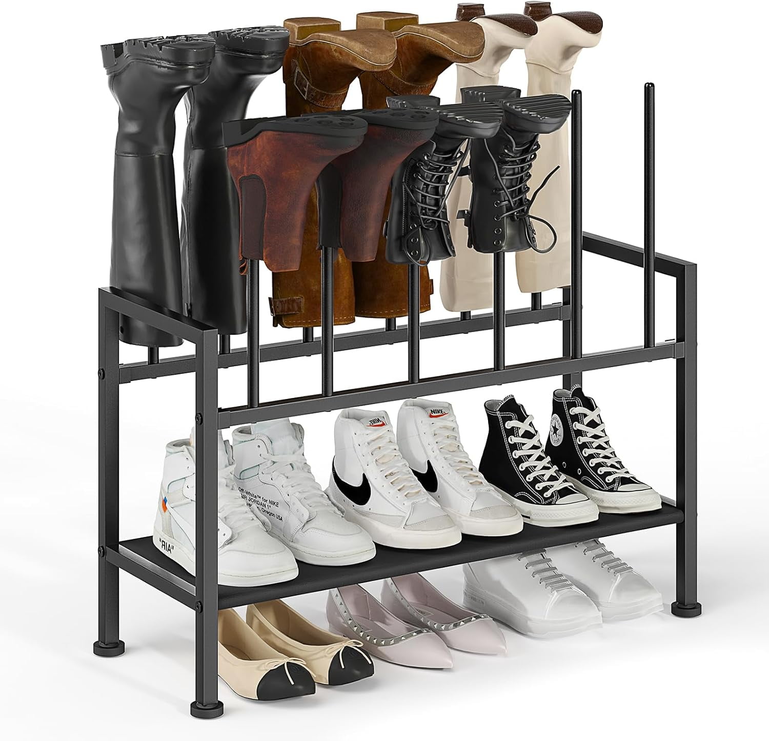 Free Standing Shoe Racks - 3-Tier Boot Rack, Black Metal Storage ...