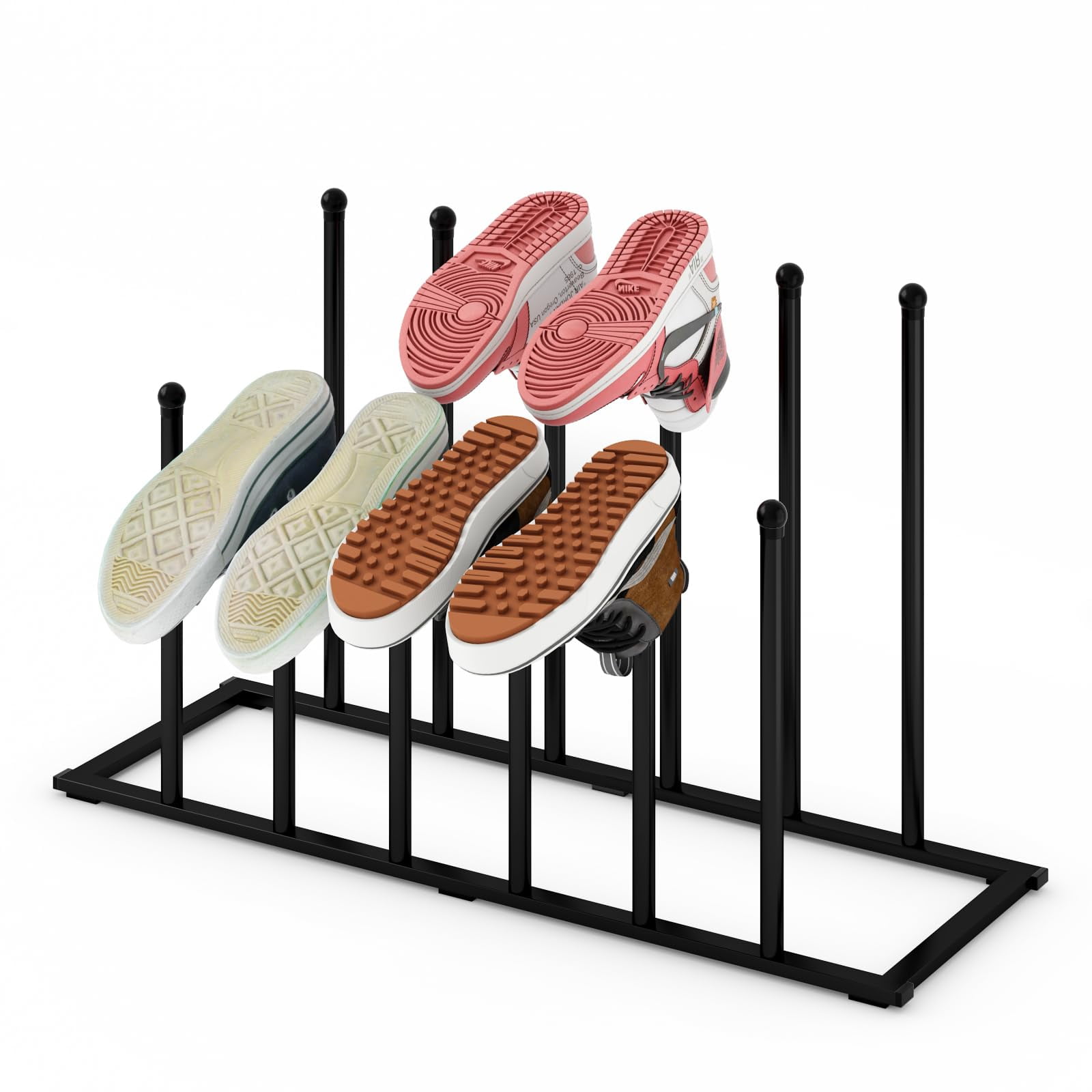 Free Standing Shoe Racks for 6 Pairs, Black Metal Boot Rack for Ankle ...