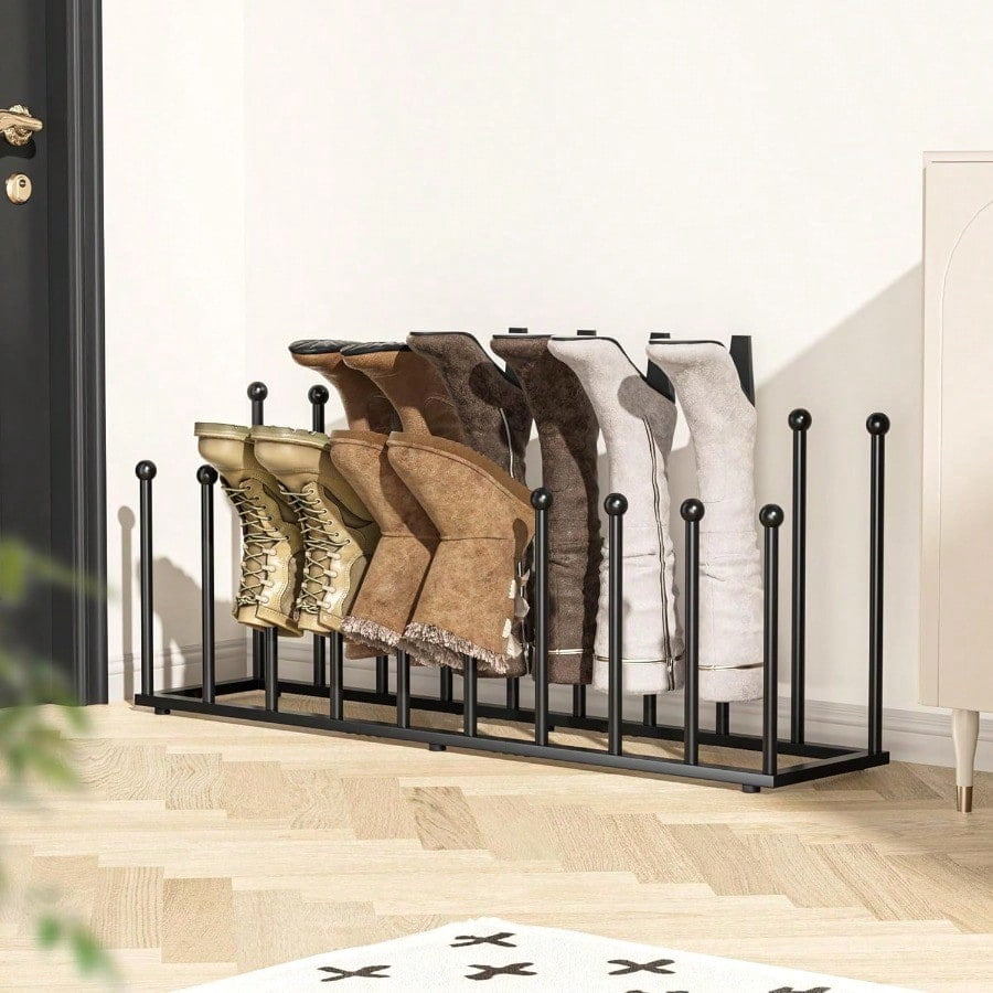 Free Standing Shoe Racks - Black Metal Boot Rack Organizer Tall Boots ...