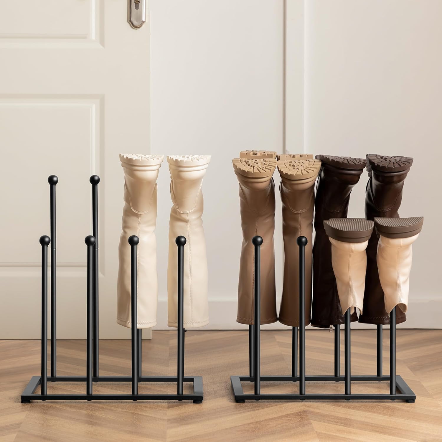 Free Standing Shoe Racks, Black Metal Shoe Organizer for Boots, Tall ...