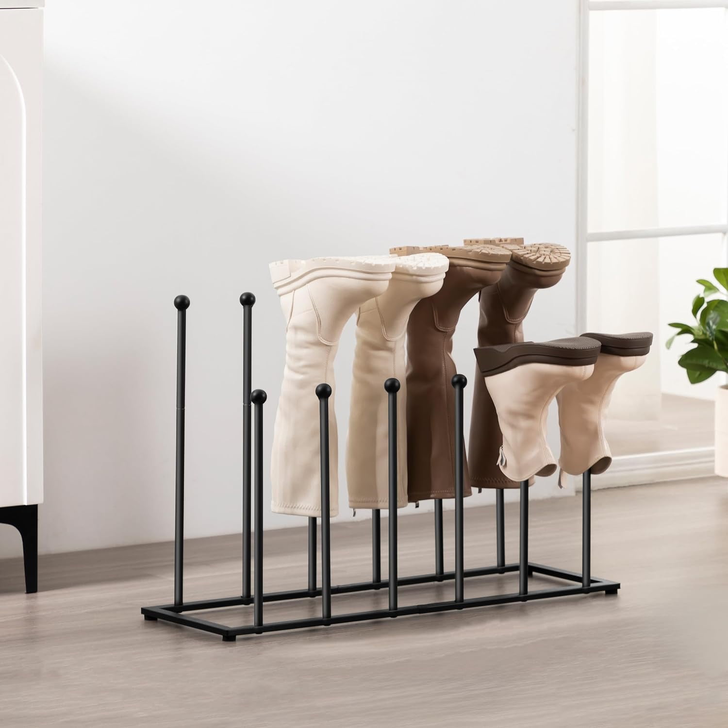 Free Standing Shoe Racks, Black Metal Shoe Organizer for Boots, Tall ...