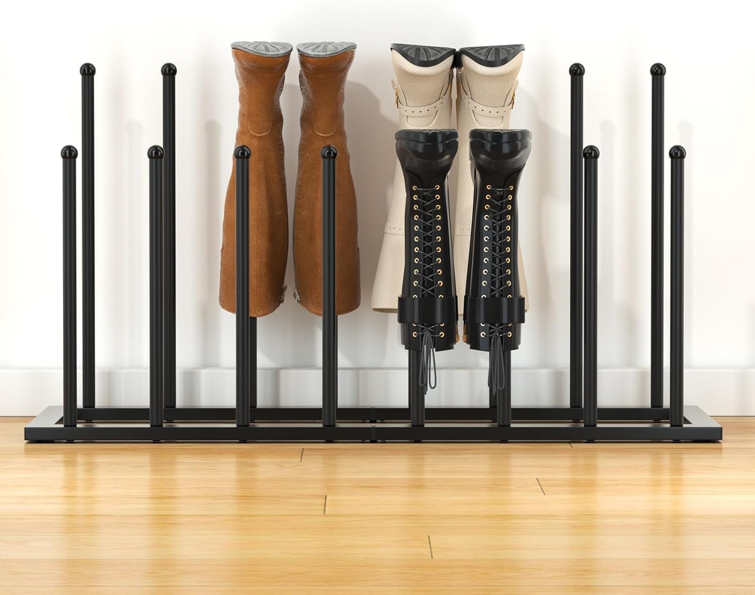 Free Standing Shoe Racks, Boot Organizer for Tall Boots, Black Metal ...