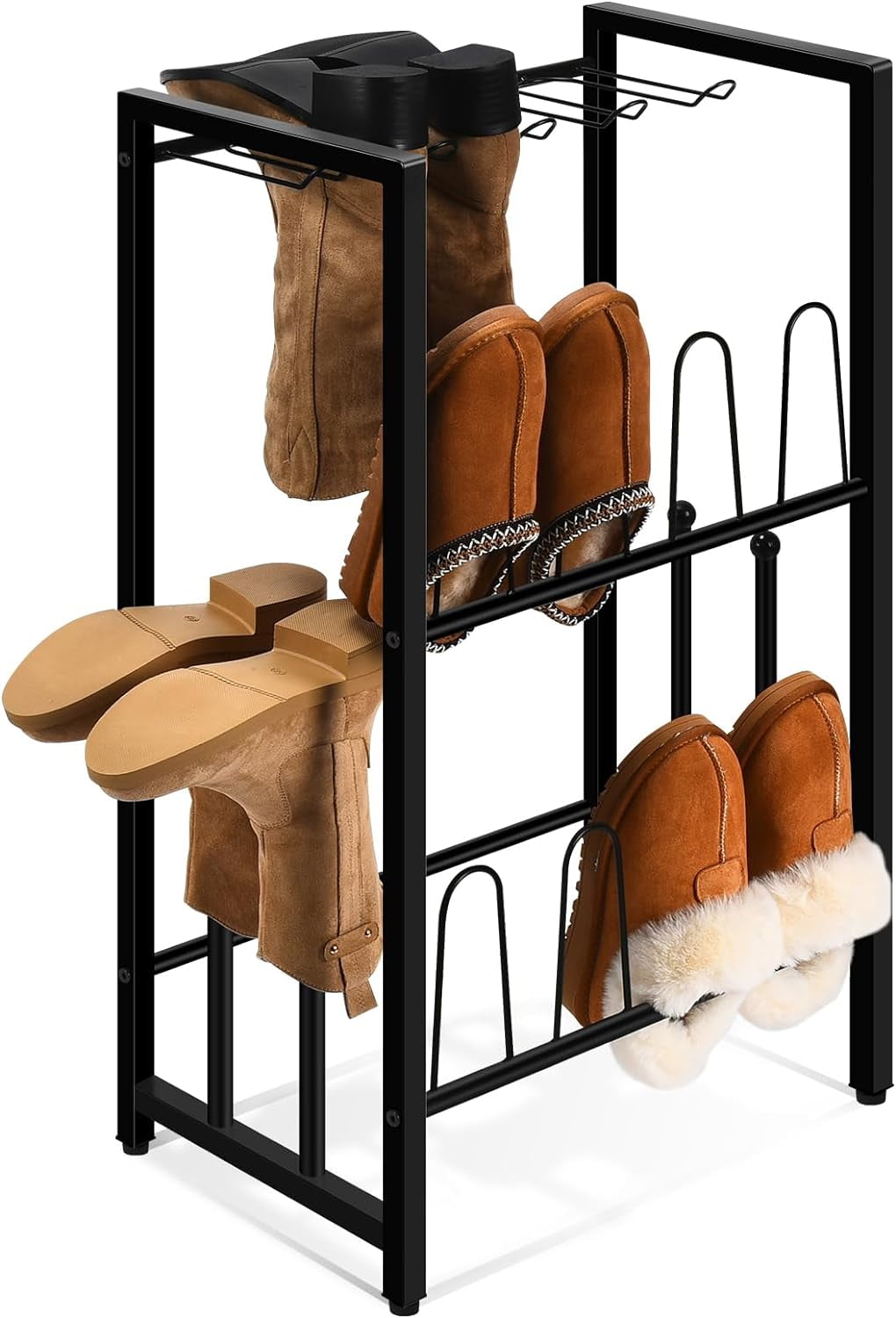 Free Standing Shoe Racks, Vertical Boot Rack, Black Metal Boot Storage ...