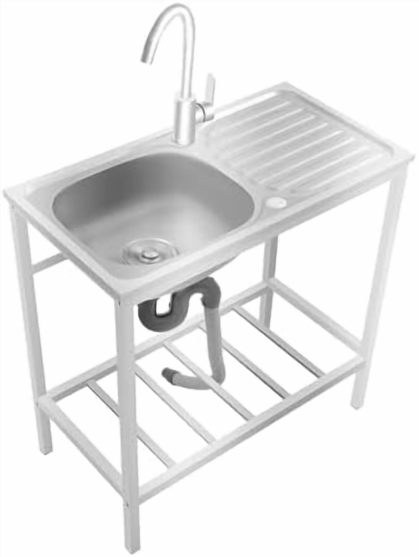 Free Standing Single Bowl Kitchen Sink, Outdoor Stainless Steel Utility ...