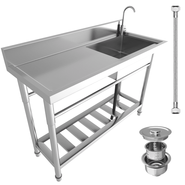 Free Standing Single Bowl Sink, Easy Clean Surface, 304 Steel, Stable ...