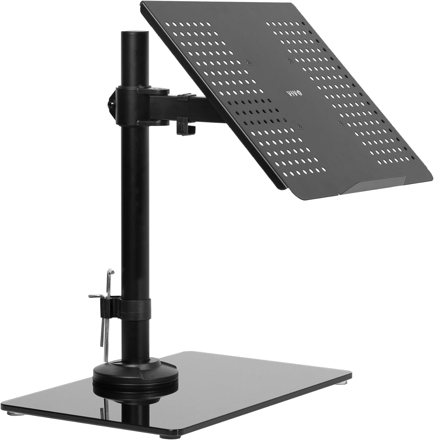Free Standing Single Laptop Desk Stand with Sleek Glass Base ...