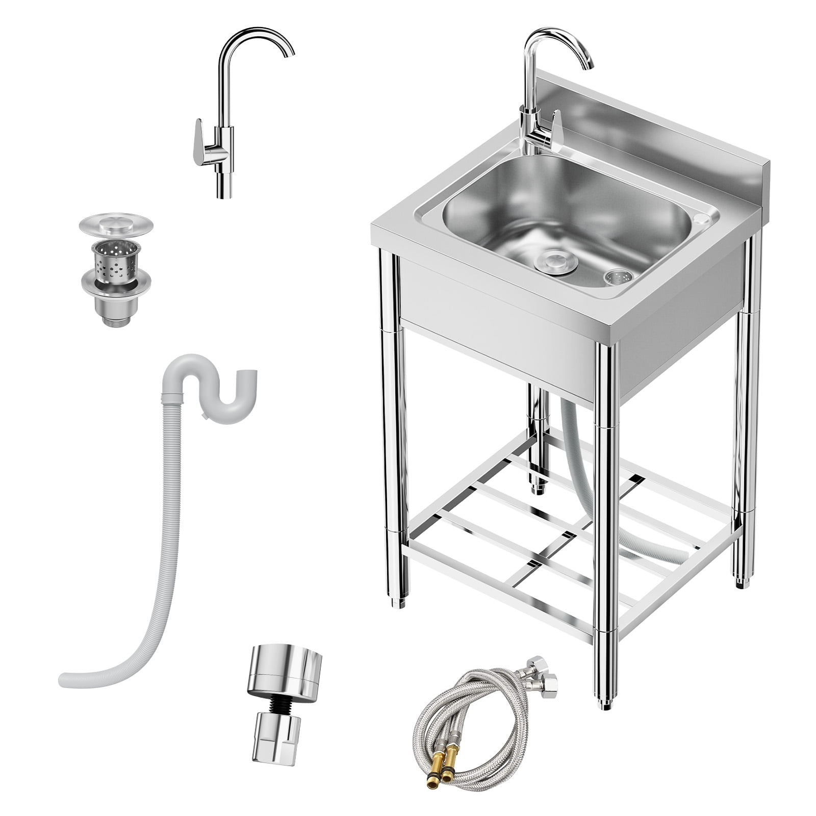 Free Standing Stainless-Steel Single Bowl Commercial Restaurant Kitchen ...