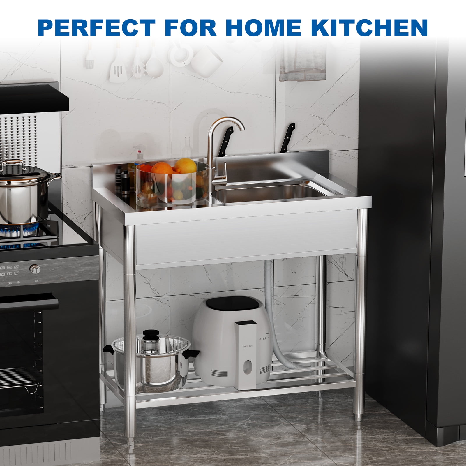 Free Standing Stainless-Steel Single Bowl Commercial Restaurant Kitchen ...