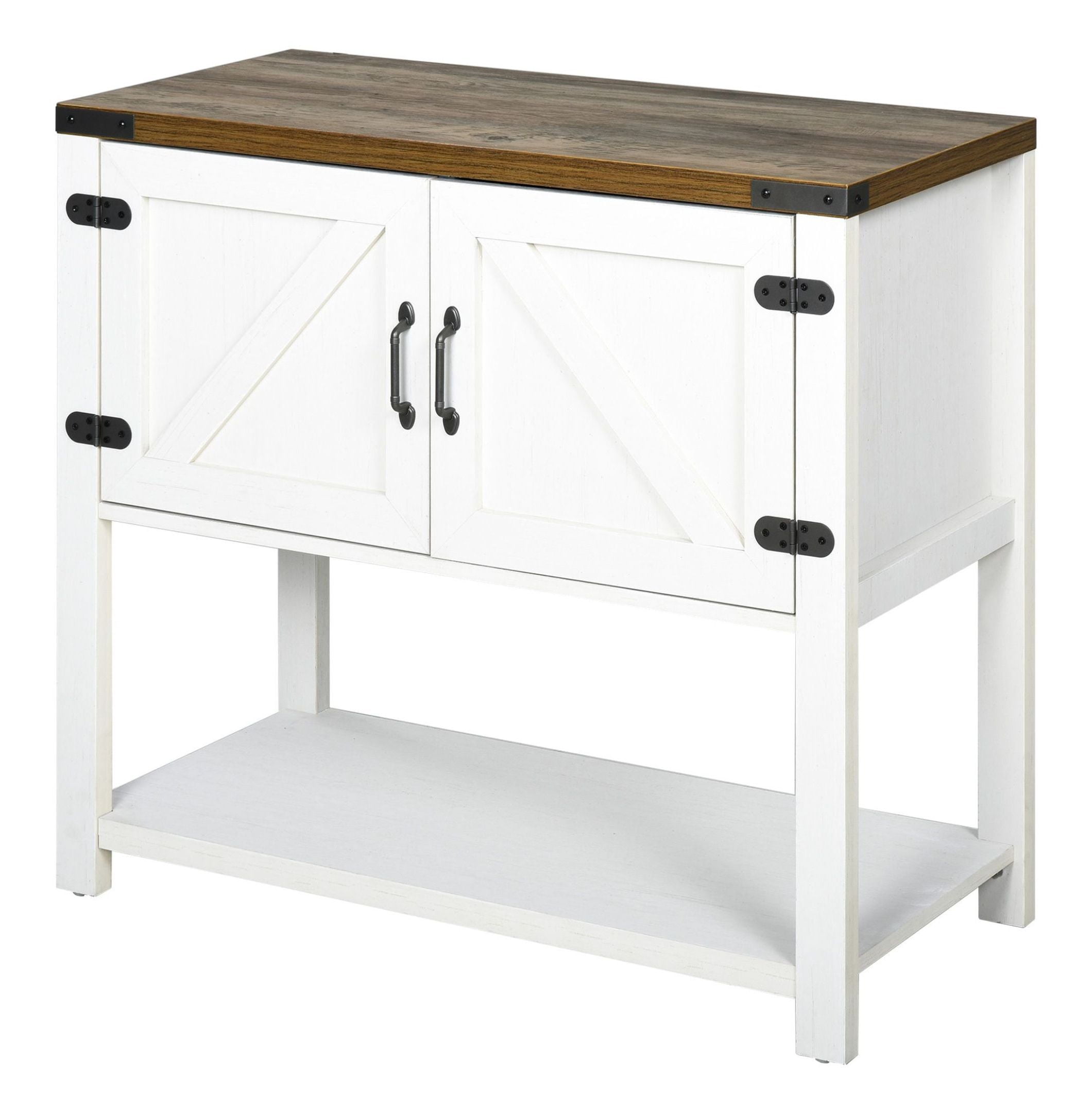 Free Standing Storage Cabinet, 2 Door Kitchen Buffet - White Wood ...
