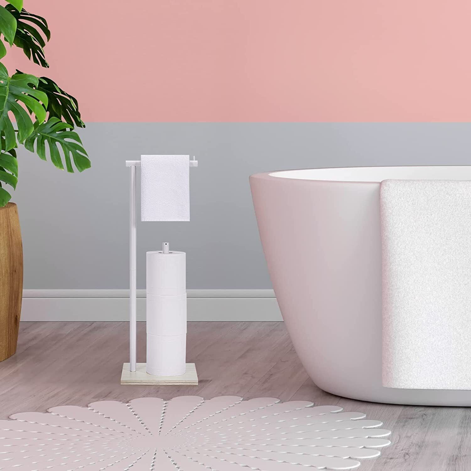 Free Standing Tissue Paper Holder Toilet Paper Roll Stand Dispenser ...