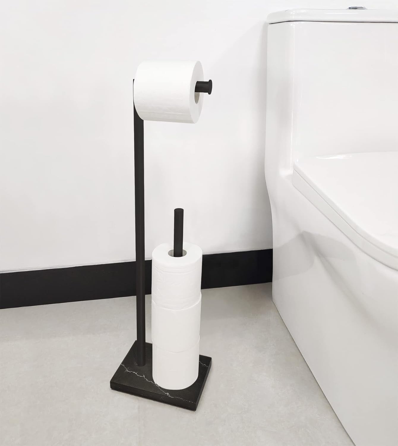 Free Standing Toilet Paper Holder Stand with Reserve, Heavy Weighted ...