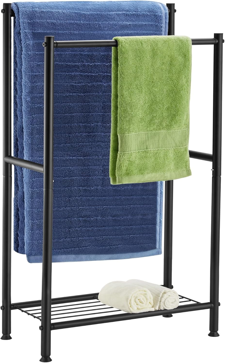Free Standing Towel Rack, 2 Tier Towel Racks for Bathroom with Storage ...