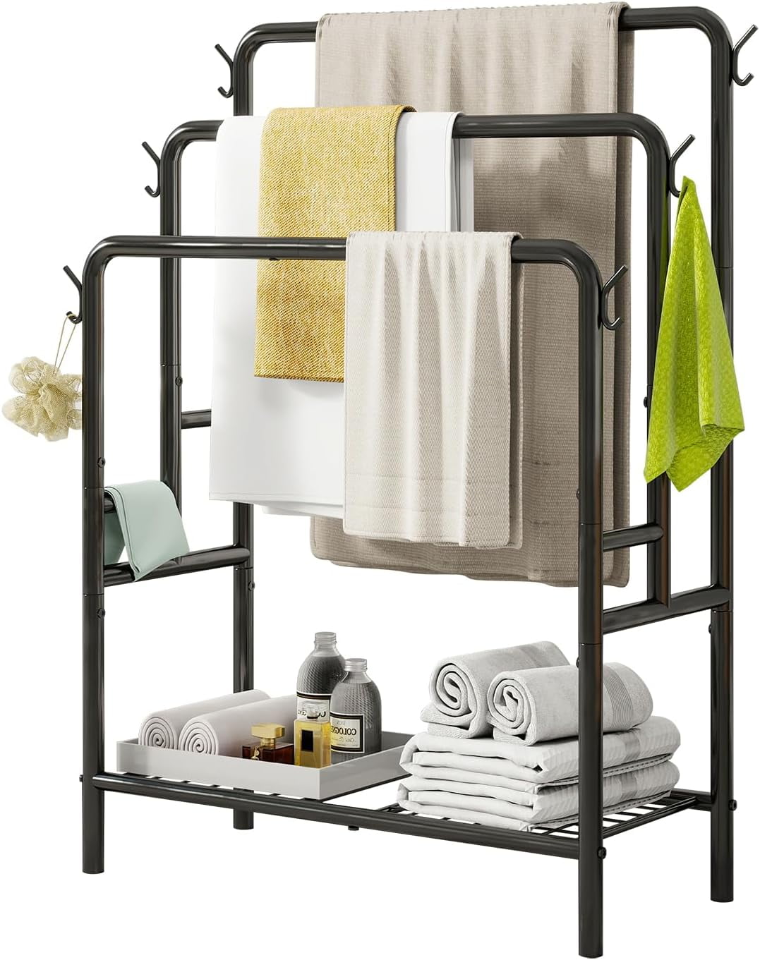 Free Standing Towel Rack for Bathroom, 3 Tiers Metal Towel Holder ...