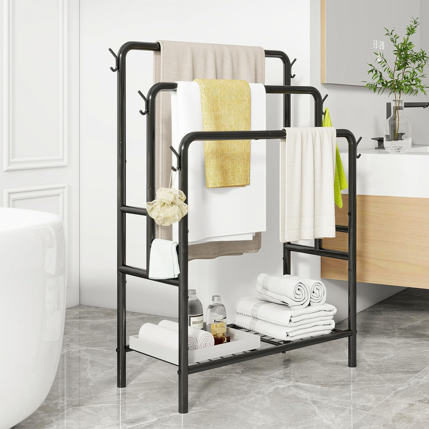 Free Standing Towel Racks for Bathroom, 3 Tiers Towel Rack Stand Floor ...