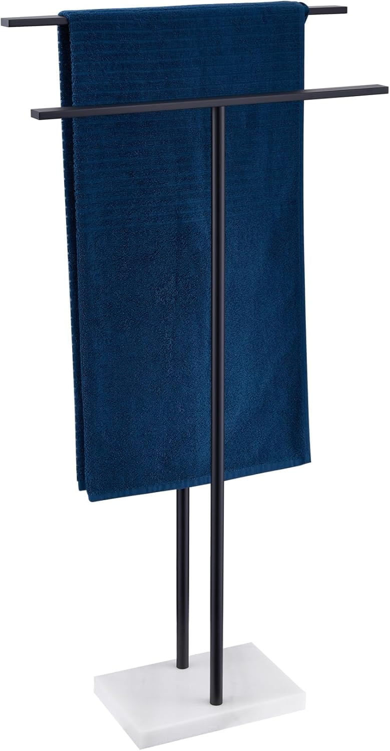 Free Standing Towel Racks Matte Black 2-Tier Towel Holder for Bathroom ...
