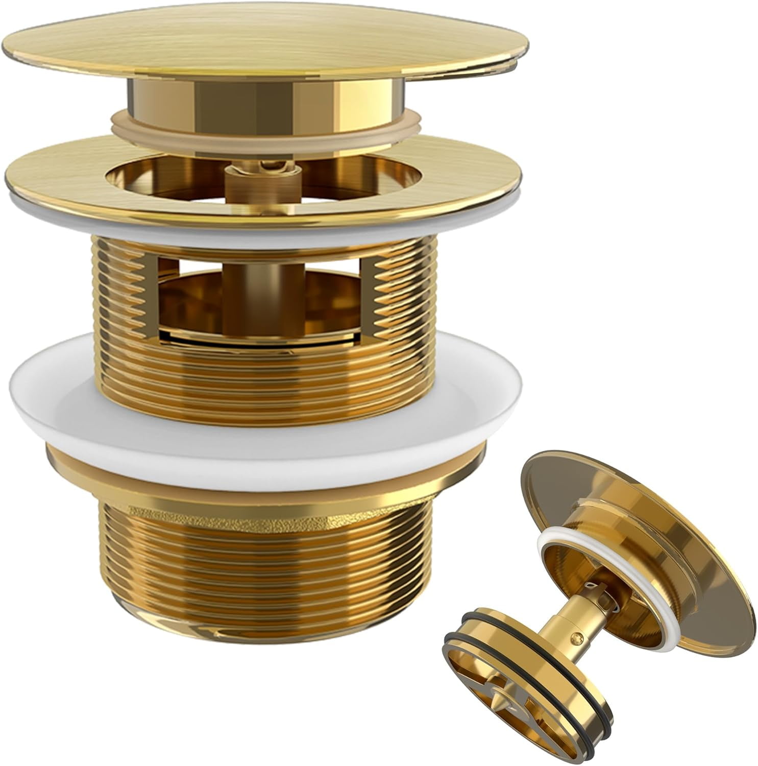 Free Standing Tub Drain Brushed Gold Stand Alone Bathtub Drain with ...