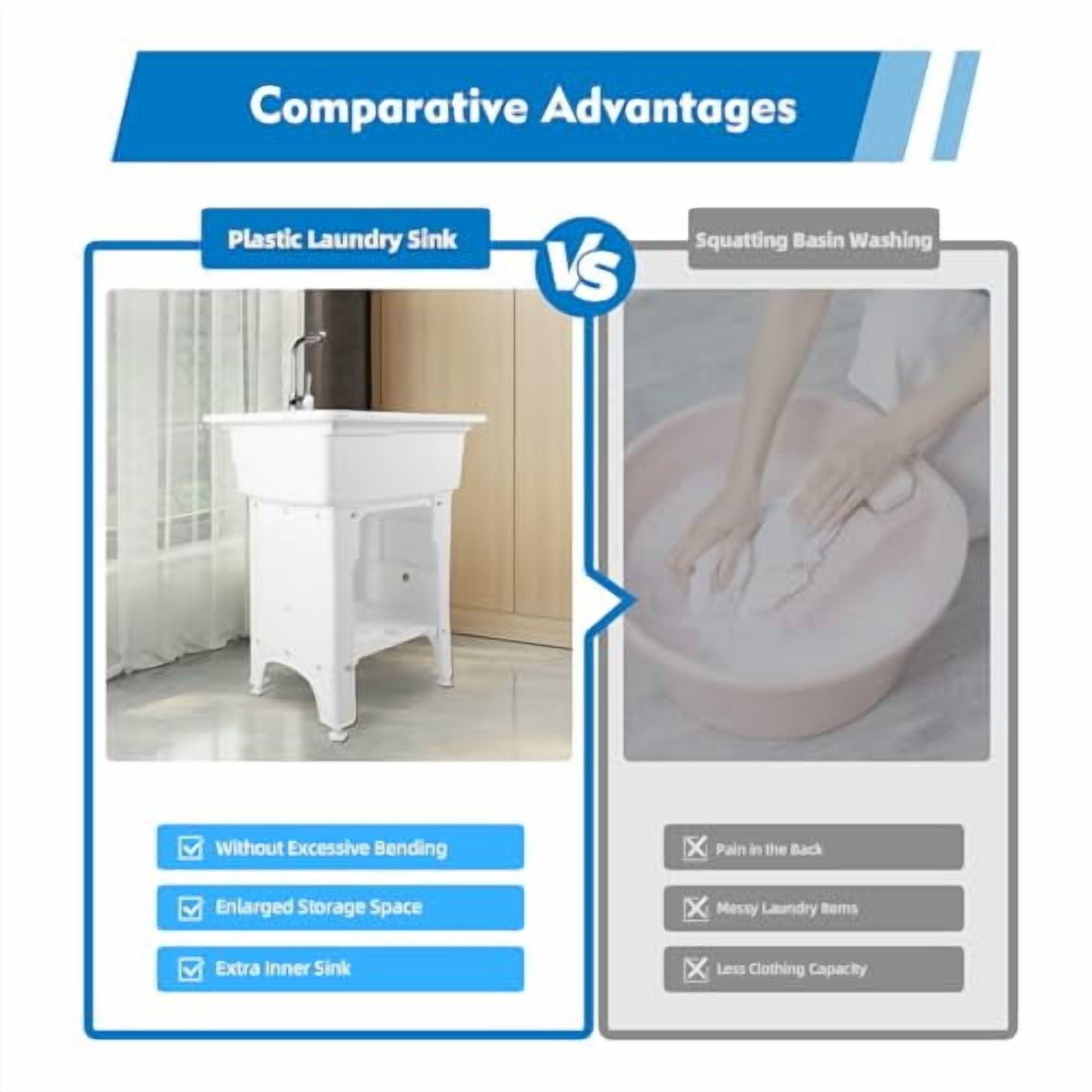 Free Standing Utility Sink Laundry Tub,Freestanding Plastic Laundry ...