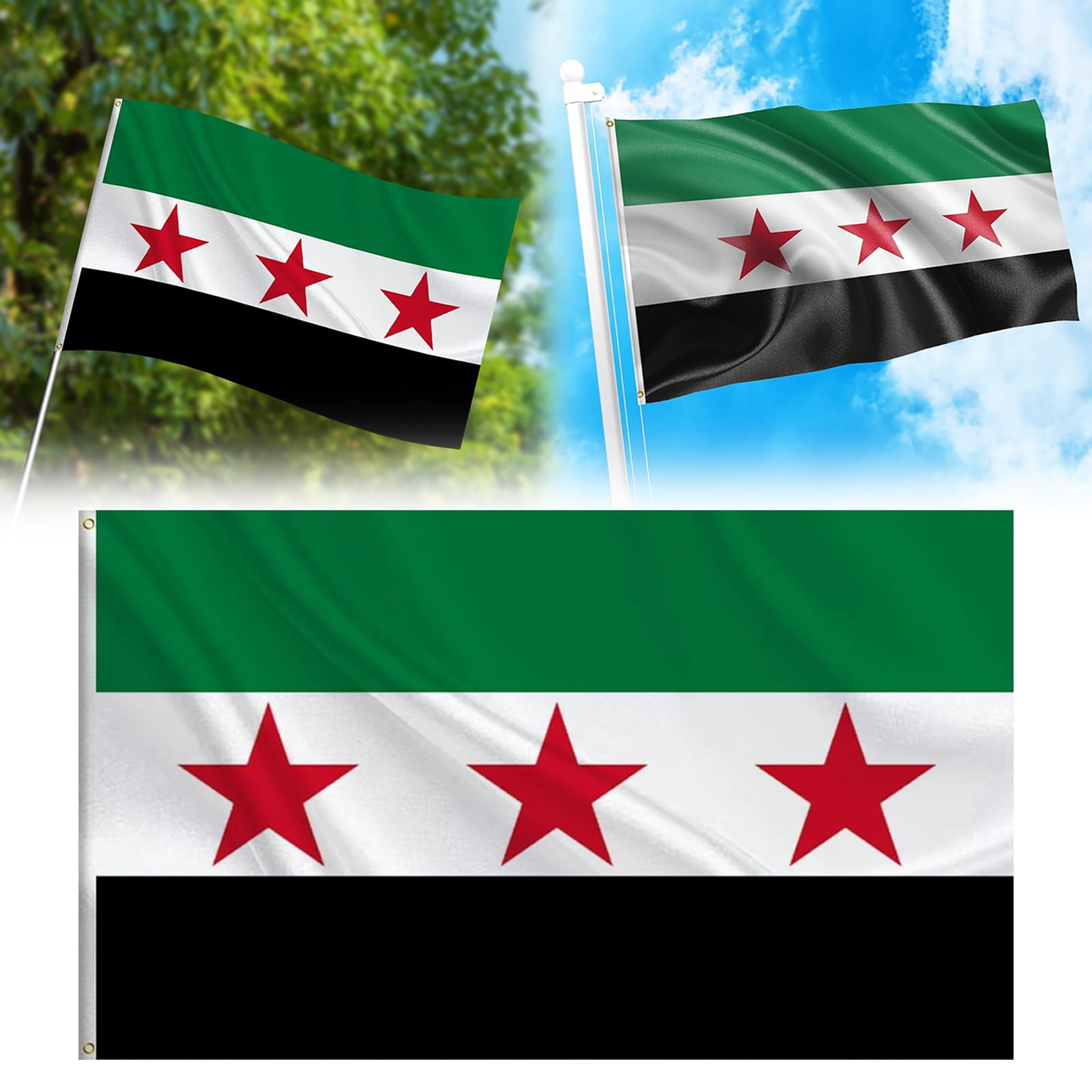 Free Syrian Army Flag 3x5FT- Army Of Syria Banner Heavy Duty Republic ...