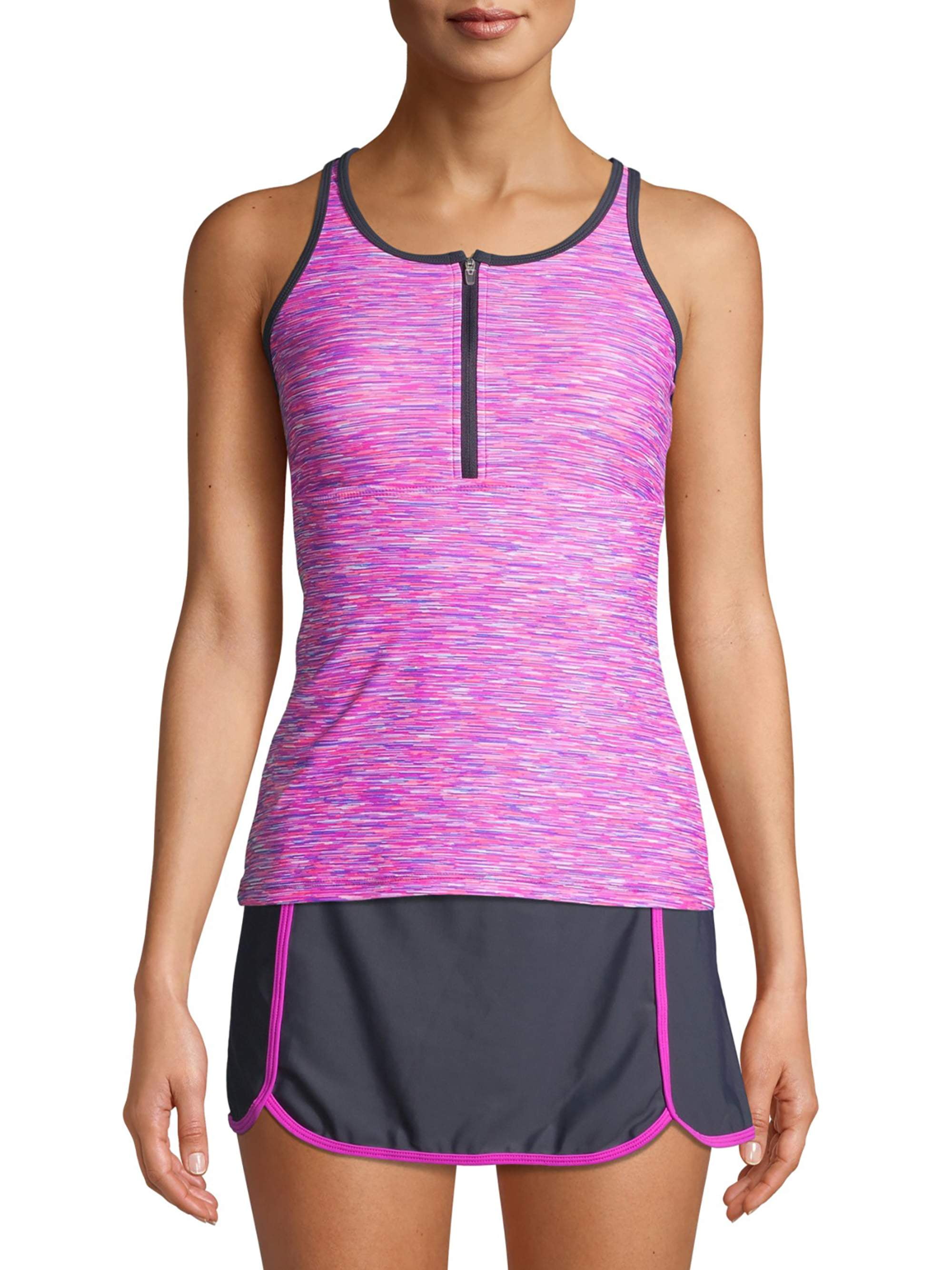 Free Tech Women's Zip-Front Racerback Tankini Swim Top - Walmart.com