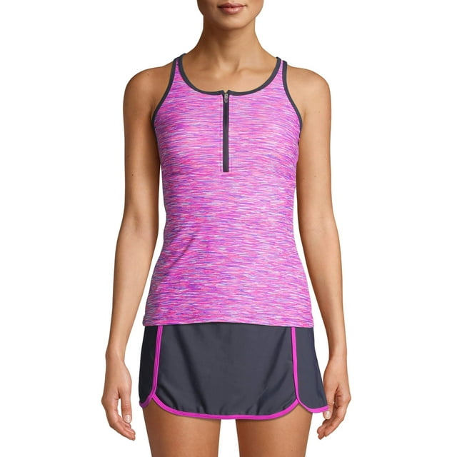 Free Tech Women's Zip-Front Racerback Tankini Swim Top - Walmart.com