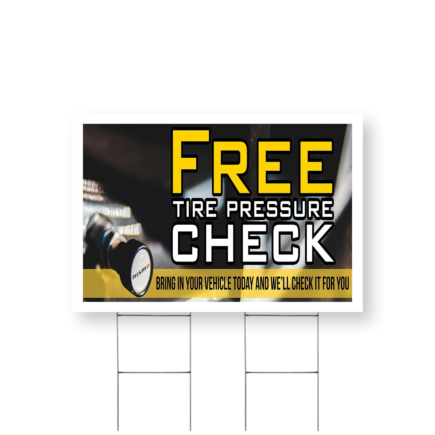 Free Tire Pressure Check Yard Sign 24 Inch x 36 Inch Double Sided ...